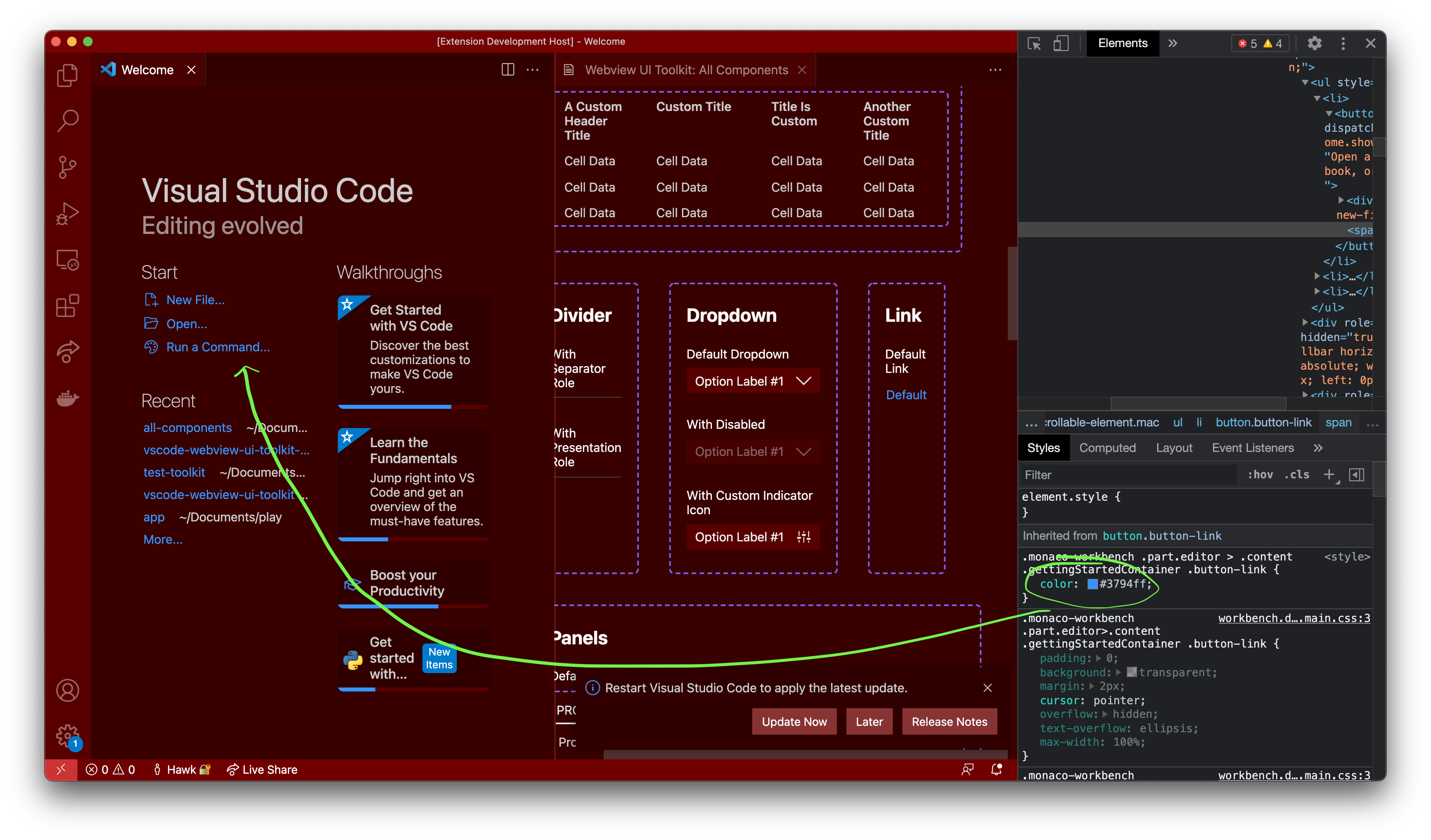 Link color doesn't seem to match colors on Getting Started page · Issue #229 · microsoft/vscode ...