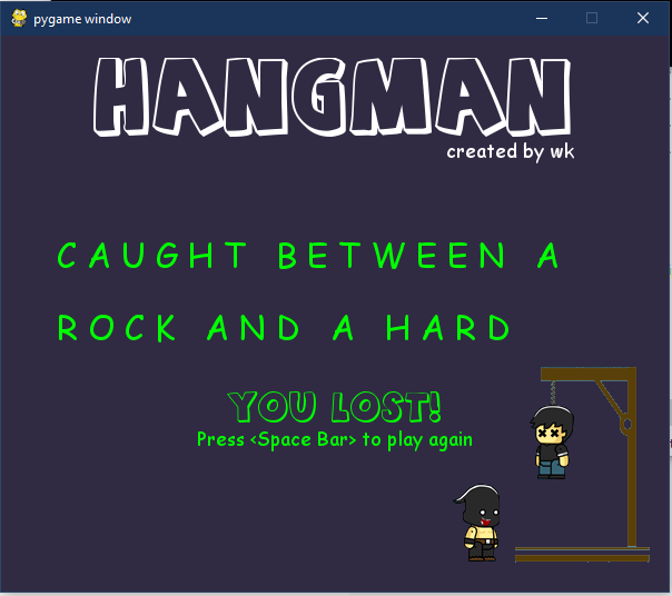 GitHub - weijie7/Hangman-Game: Creating a hangman game from scratch, with sound effect using pygame