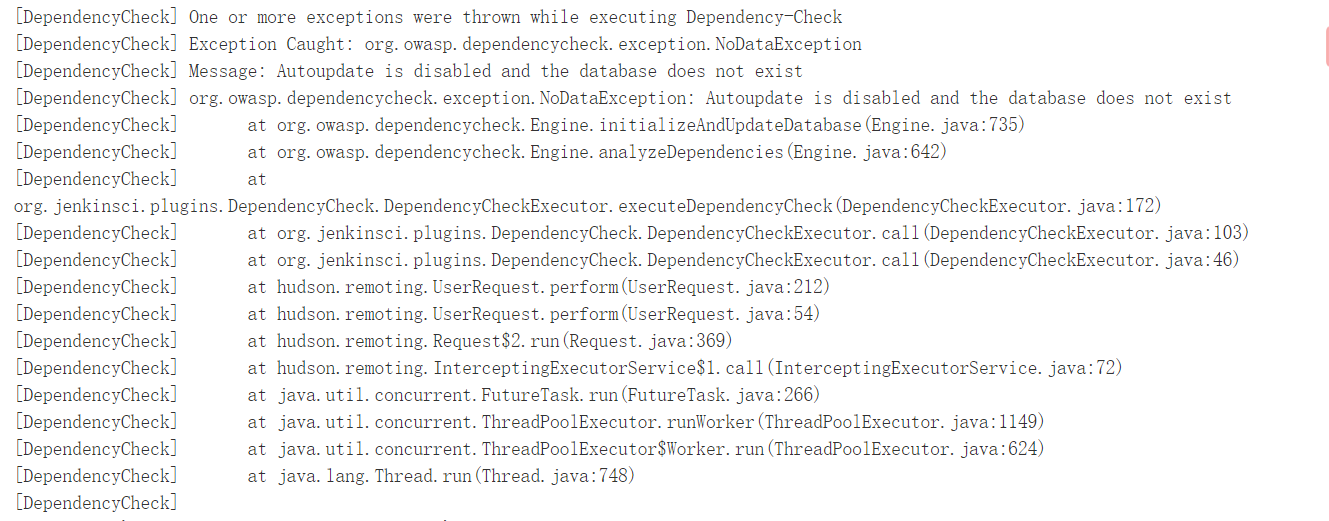org.owasp.dependencycheck.exception.NoDataException: Autoupdate is disabled and the database ...