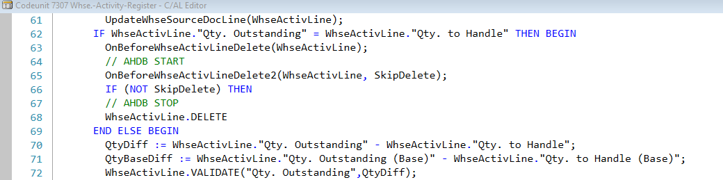 Event Request: OnBeforeWhseActivLineDelete2 ...