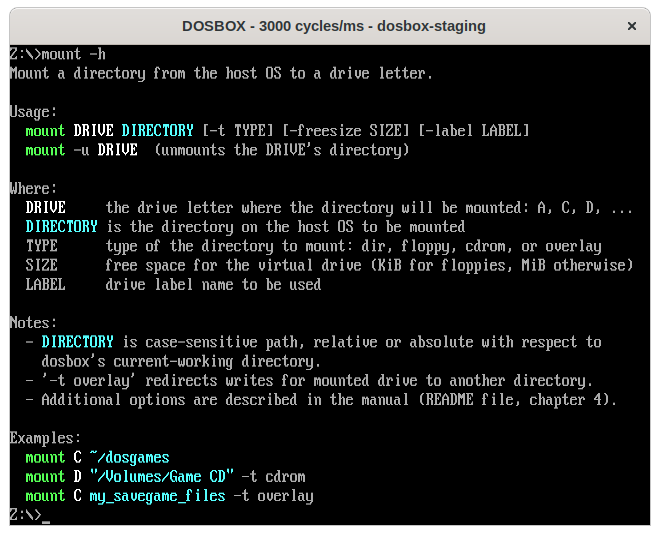 Adjust MOUNT.COM Help Message by MasterO2 · Pull Request #608 · dosbox-staging/dosbox-staging ...