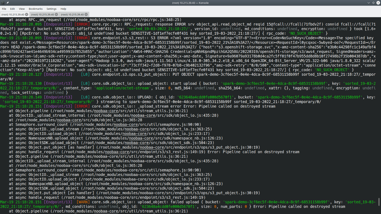 Noobaa endpoint crashes when spark write inside bucket · Issue #6920 ...