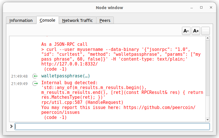 `release 12` `walletpassphrase` Command In Console Returns An Error · Issue 648 · Peercoin