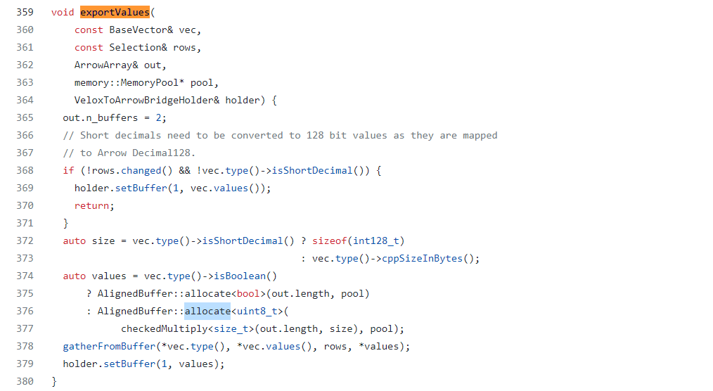 How to export Constant Vector to Arrow · Issue #3184 · facebookincubator/velox · GitHub