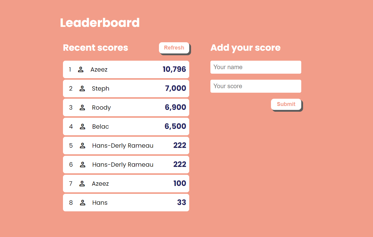 GitHub - kensteph/leaderboard: Leaderboard is a project allows users to provide their score and ...