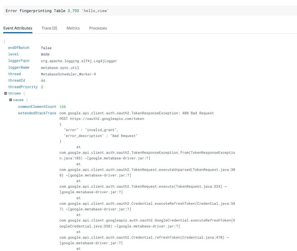 metabase.query-processor.middleware.catch-exceptions won't respect Log4J2 config · Issue #23994 ...