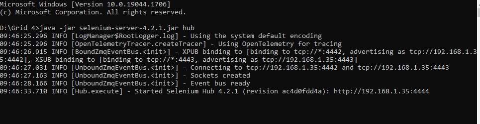 [🐛 Bug]: Selenium 4 Node is not registering with Hub in same machine in windows 10 · Issue ...