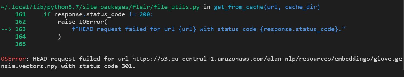 Down loading embeddings returns redirect error for Alan NLP · Issue #1969 · flairNLP/flair · GitHub