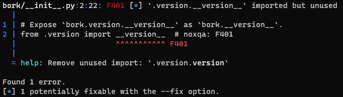 F401: Improve message for attempted re-export of symbols in `__init__` files · Issue #5697 ...
