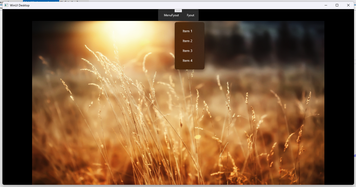 Acrylic background of the MenuFlyout work well when MediaplayerElement visible but not with the ...