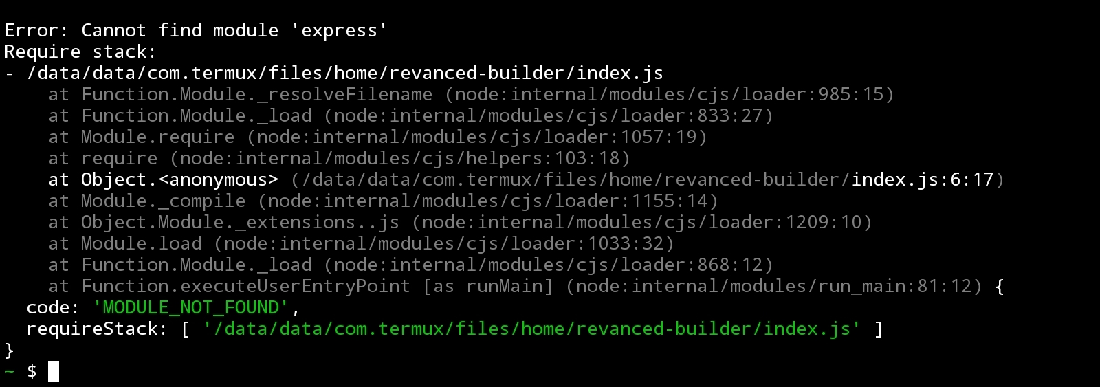 MODULE_NOT_FIND · Issue #567 · reisxd/revanced-builder · GitHub