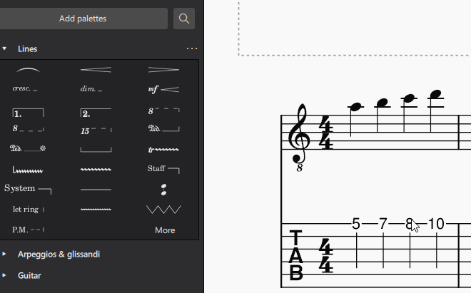 Guitar tablature: Can't change string with 8va symbol · Issue #18834 · musescore/MuseScore · GitHub