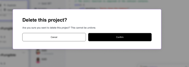 Create Delete Project Confirmation Modal · Issue 413 · Onflow Flow Playground · Github