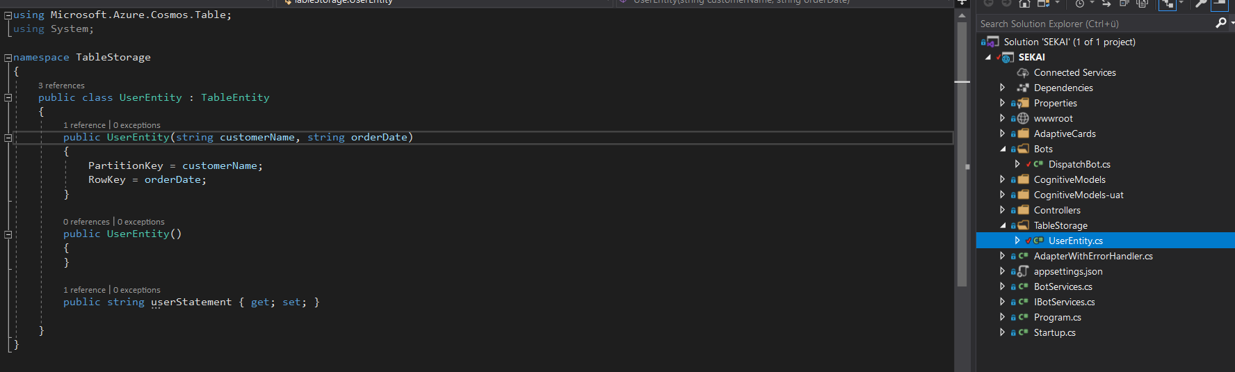 Web App Bot cant insert records in the Azure Table Storage · Issue ...