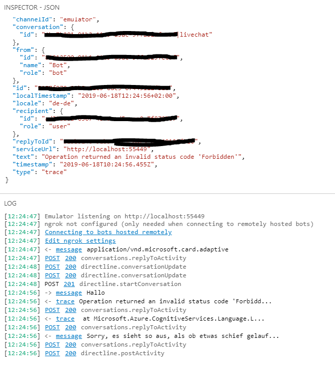 Bot always responses with "Sorry, it looks like something went wrong ...