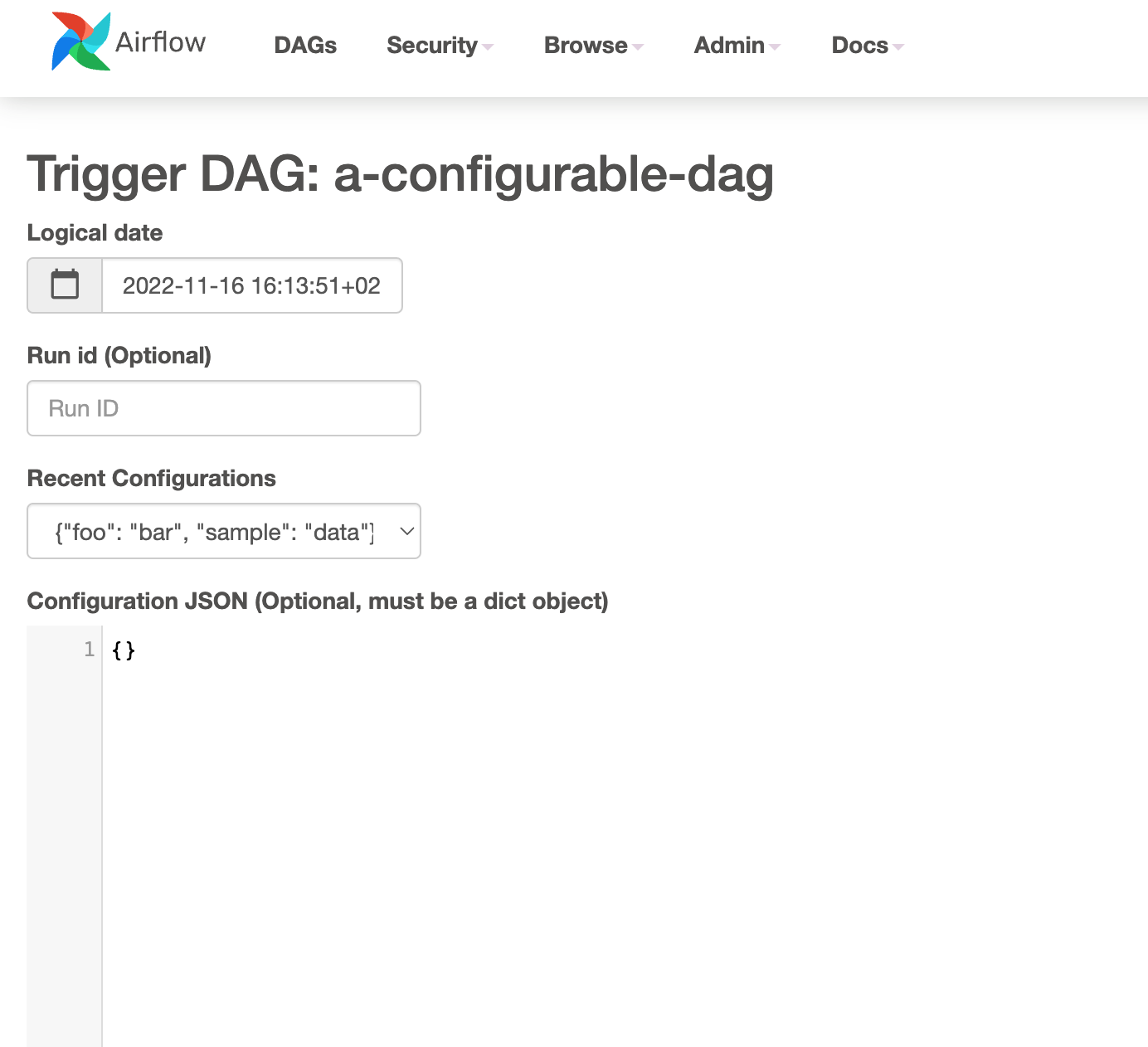 Re-use recent DagRun JSON-configurations · Issue #27714 · apache/airflow · GitHub