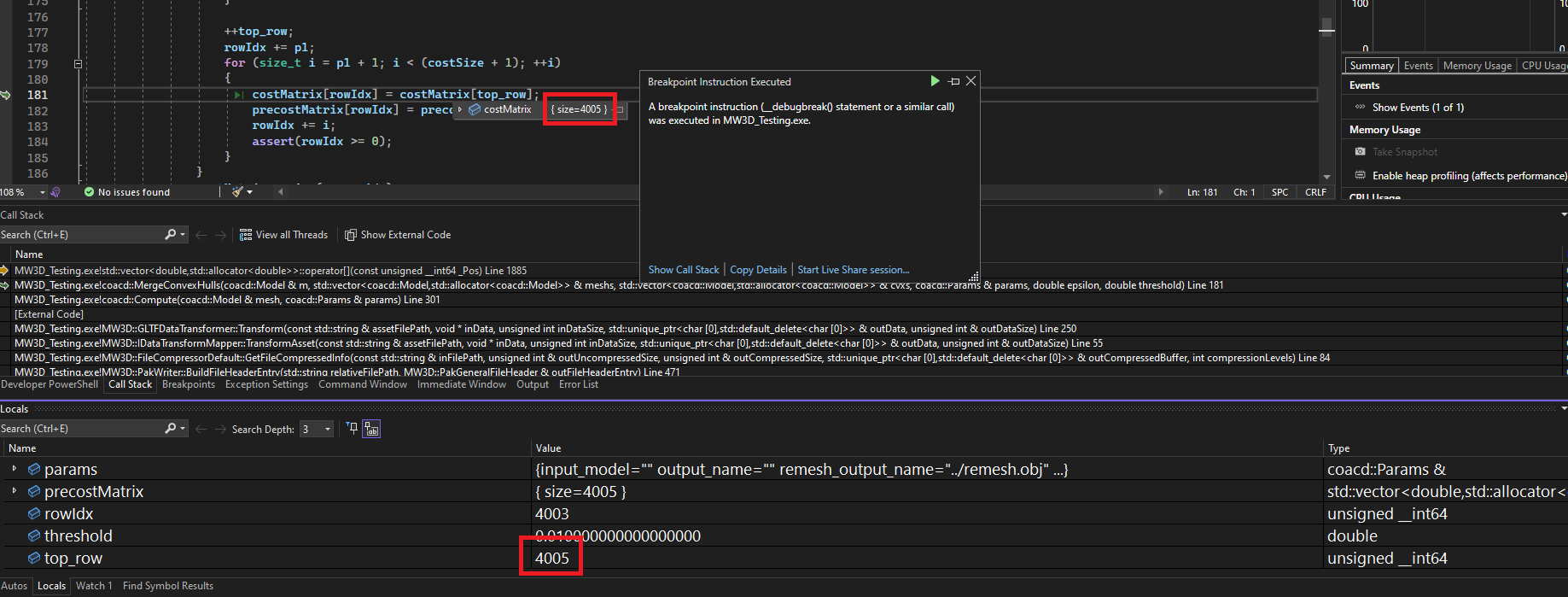 Another crash during decomposing in debug mode · Issue #36 · SarahWeiii/CoACD · GitHub