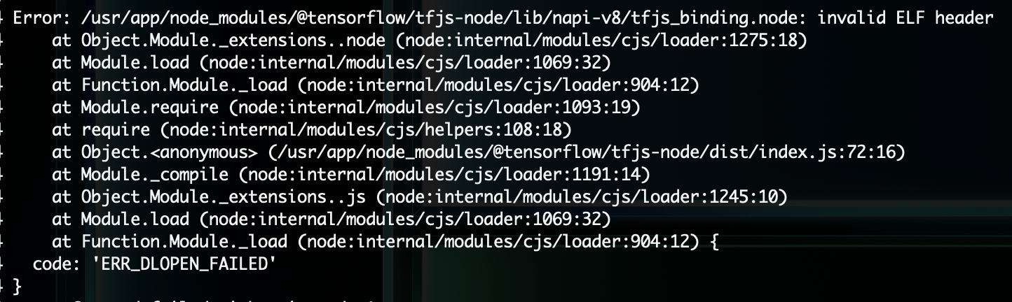 Docker M2 Macbook ARM invalid ELF header · Issue #7400 · tensorflow/tfjs · GitHub