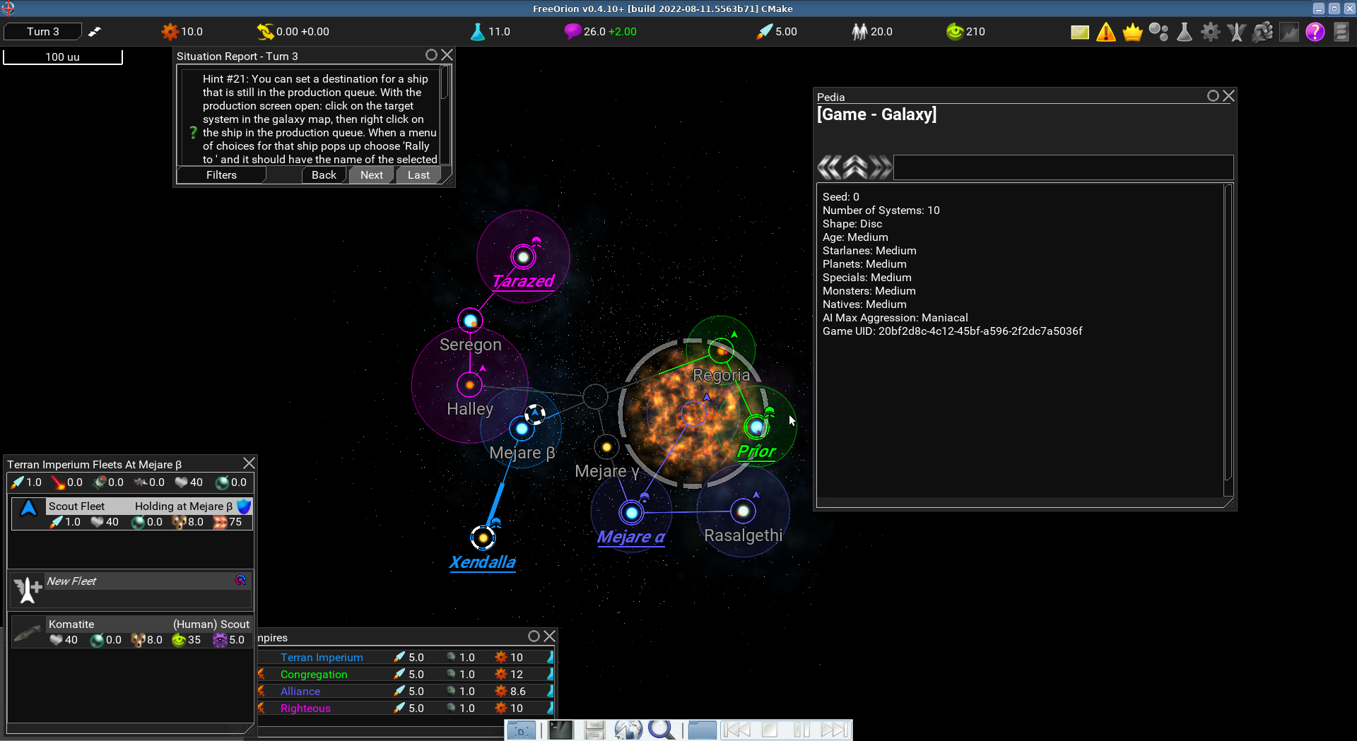 Changes to galaxy setting made by universe generator not reflected in ...