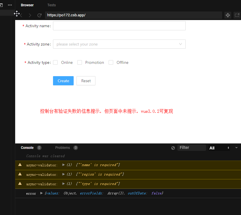 表单验证在vue3.0.2中不生效 · Issue #3028 · vueComponent/ant-design-vue · GitHub