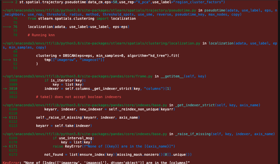error in st.spatial.trajectory.pseudotime · Issue #226 · BiomedicalMachineLearning/stLearn · GitHub