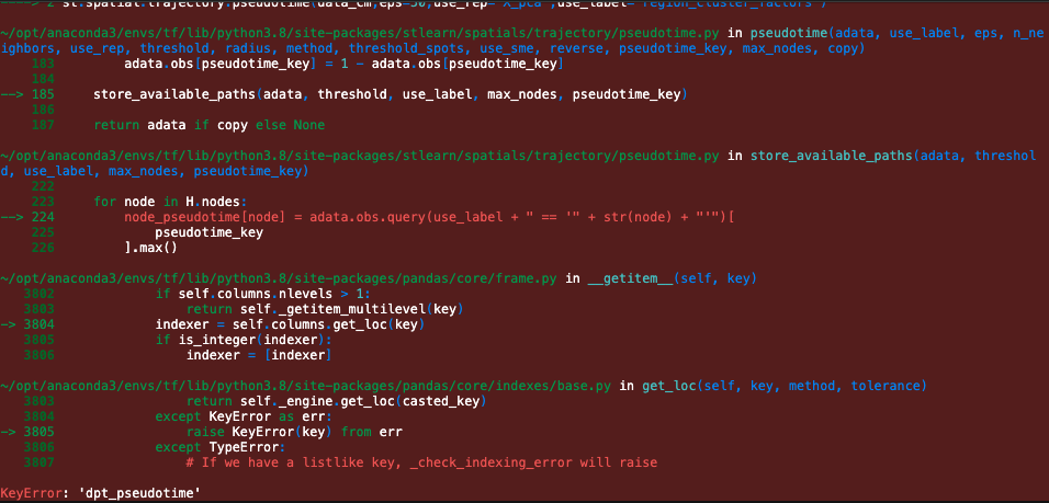 error in st.spatial.trajectory.pseudotime · Issue #226 · BiomedicalMachineLearning/stLearn · GitHub