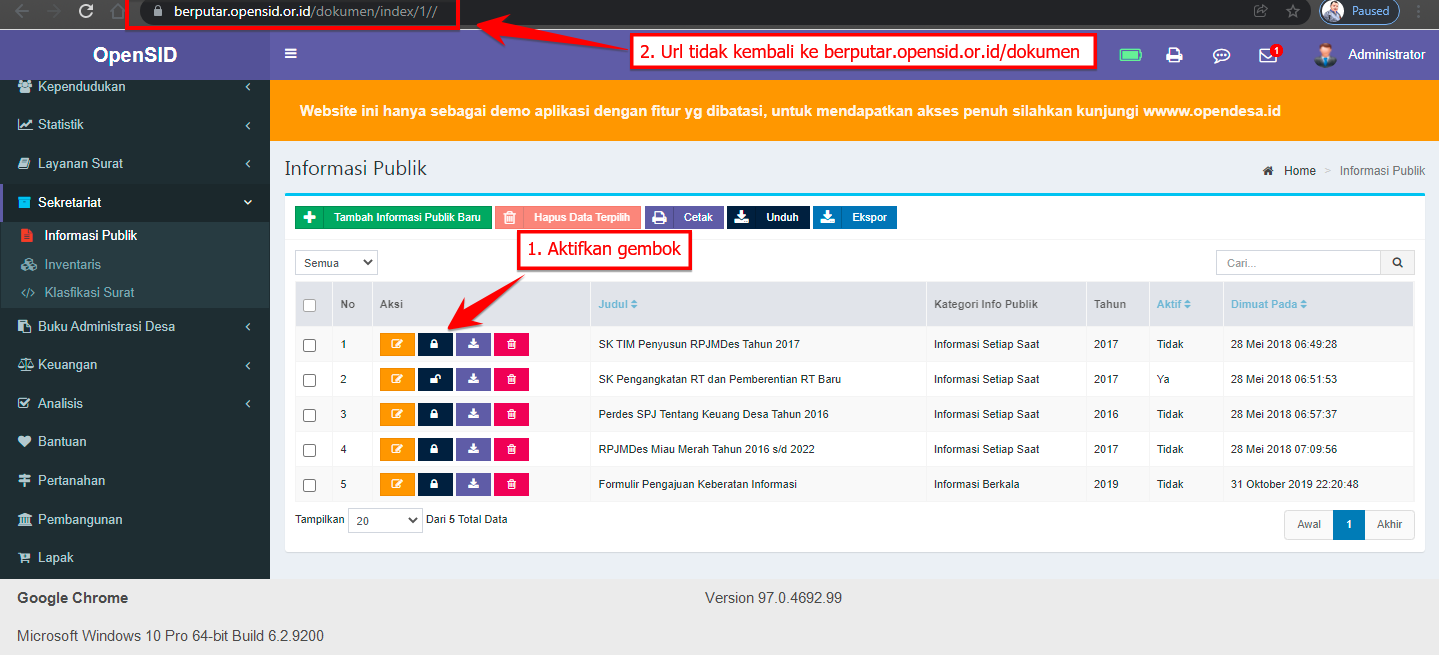 [PREMIUM] Bug/error: Item yang digembok tidak muncul di cetak laporan pada menu Informasi Publik ...