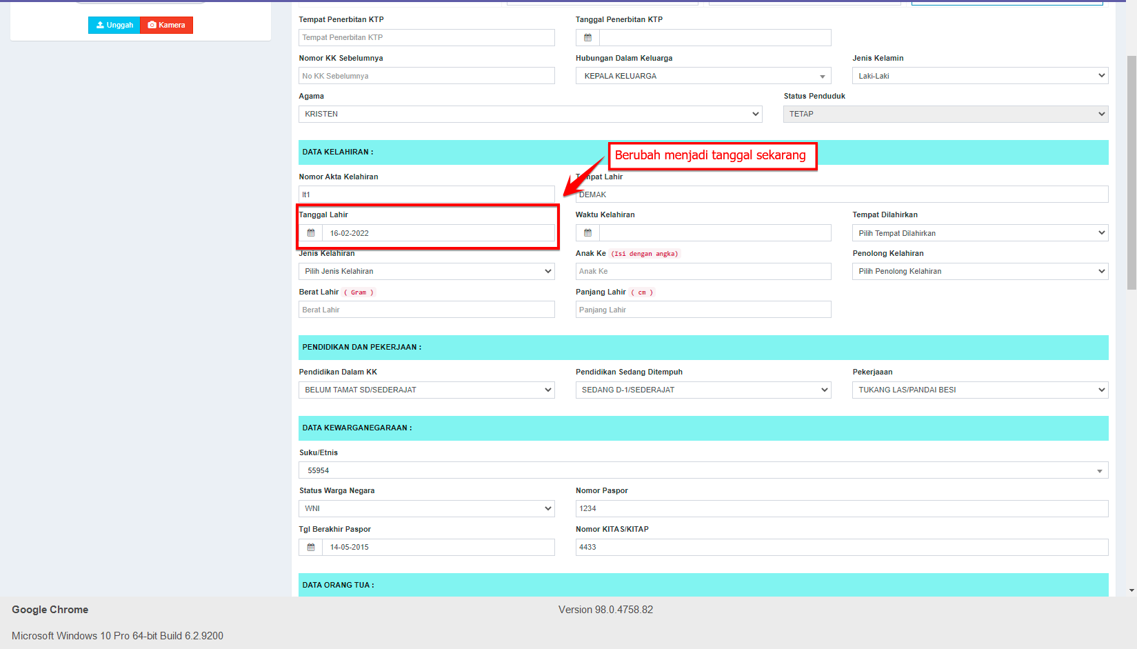 [PREMIUM] Bug/error: Tanggal lahir berubah menjadi tanggal sekarang saat melakukan edit data ...
