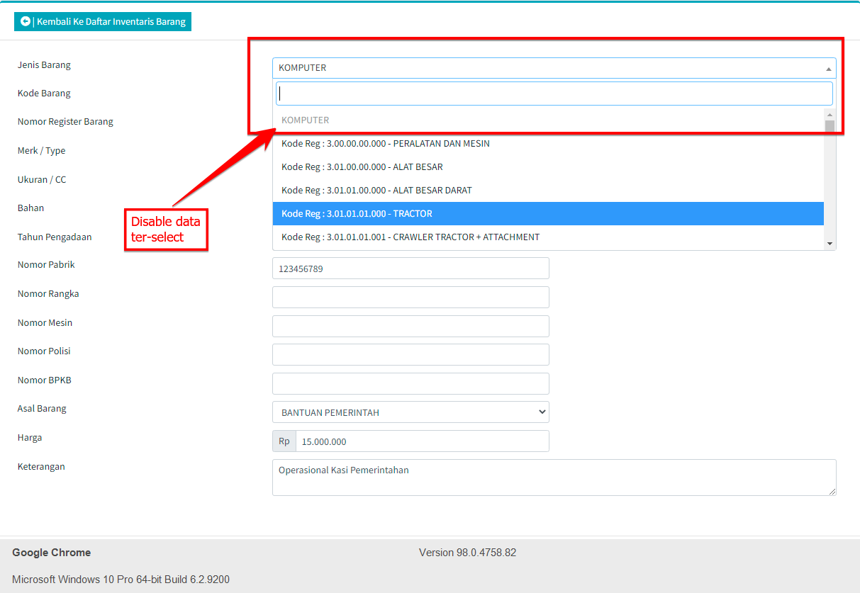 [PREMIUM] Bug/error: Nomor register berubah dari aturan baku saat edit data inventaris · Issue ...