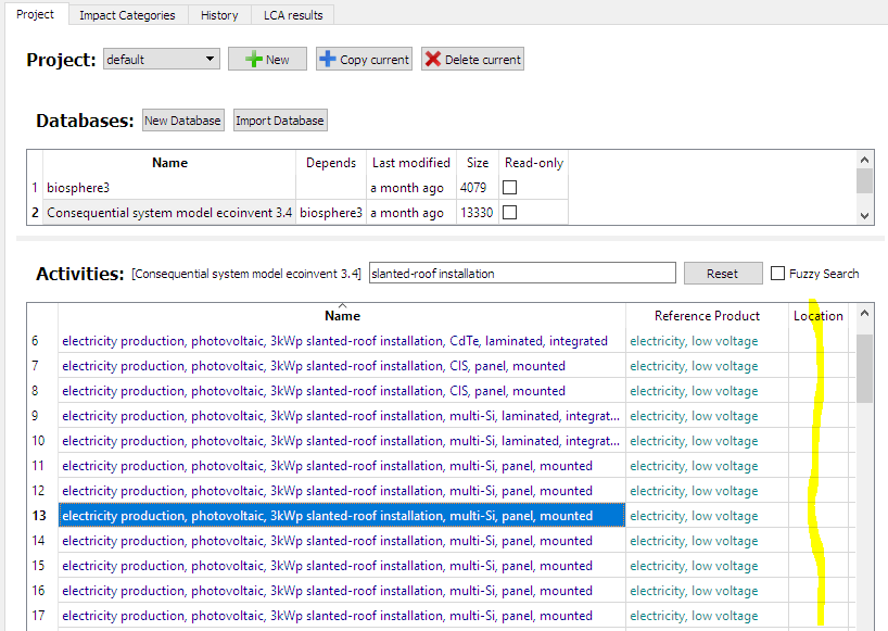 Add the 'location' in the activities of the in the 'project' tab ...