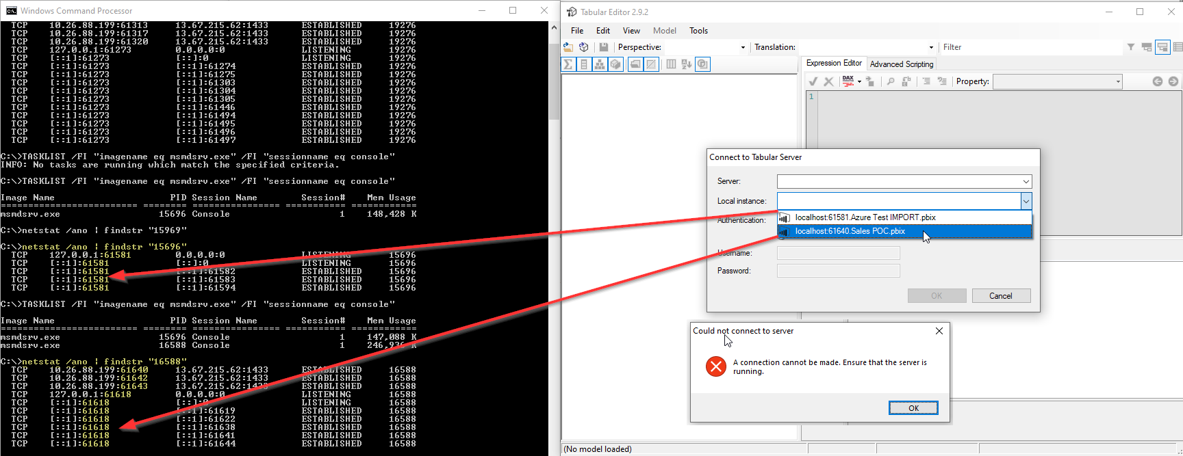 PBIX instance, Error “A connection cannot be made. Ensure that the server is running.” · Issue ...