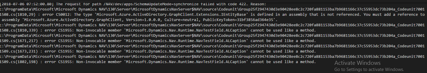 CS1955: Non-invocable member 'Microsoft.Dynamics.Nav.Runtime ...