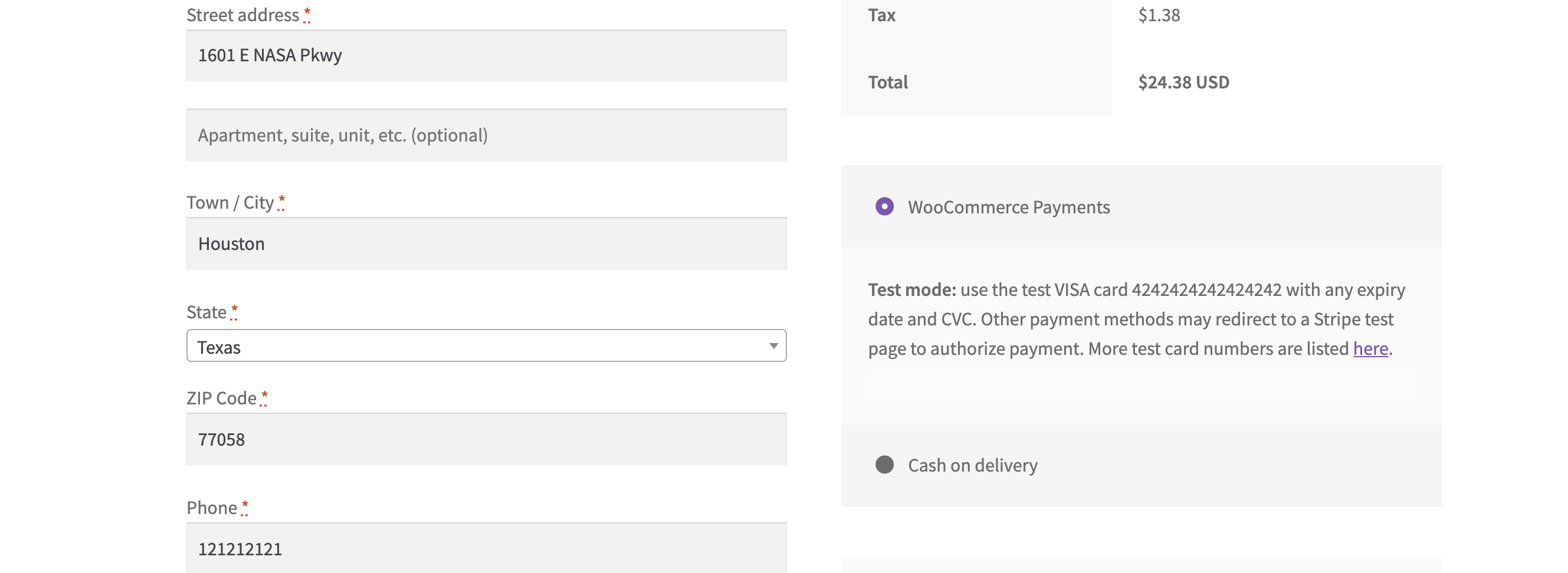 When 'Enable payments via saved cards' setting is disabled, Card fields ...