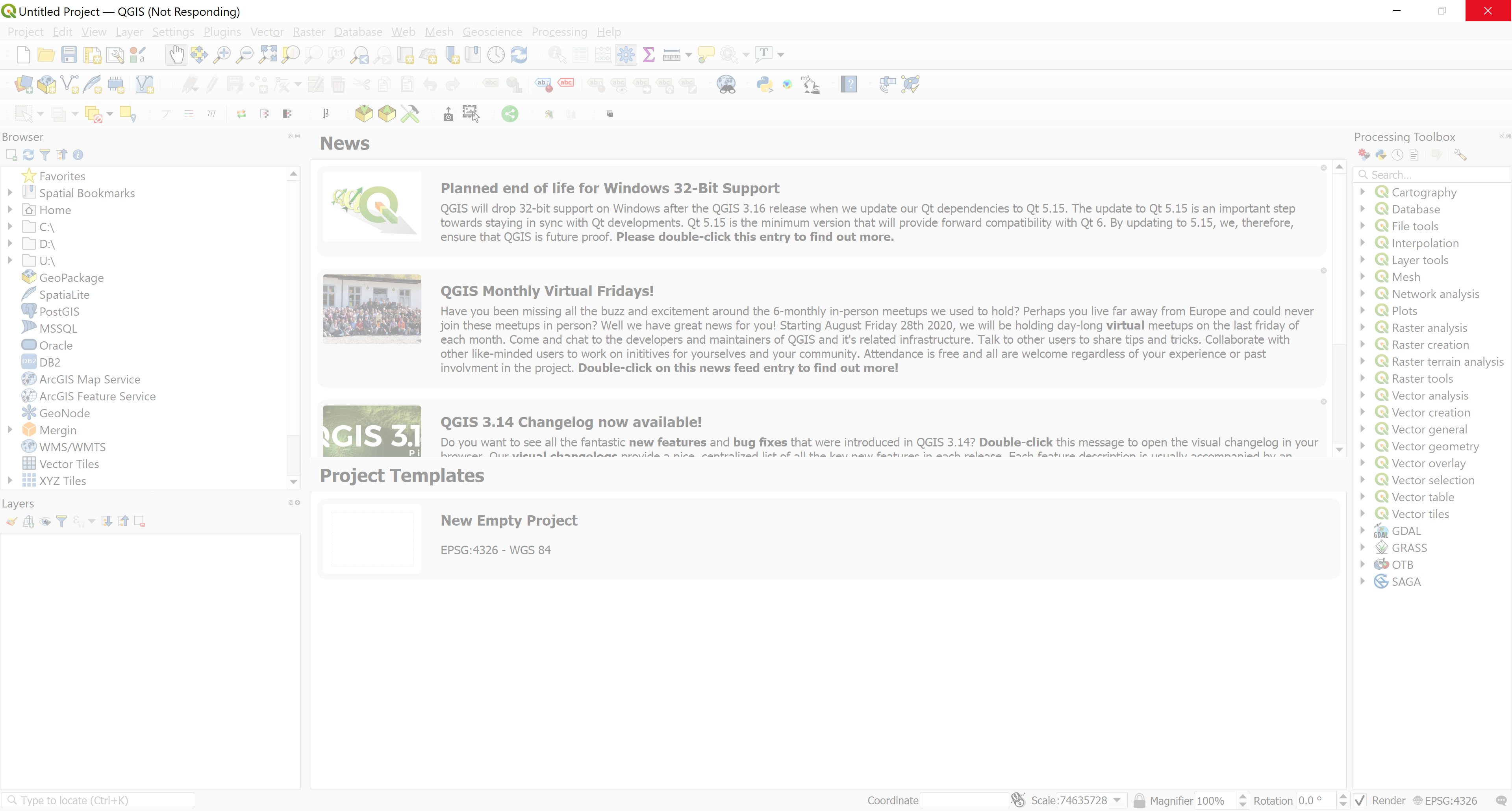 QGIS hanging whenever I move away from the program · Issue #41176 · qgis/QGIS · GitHub