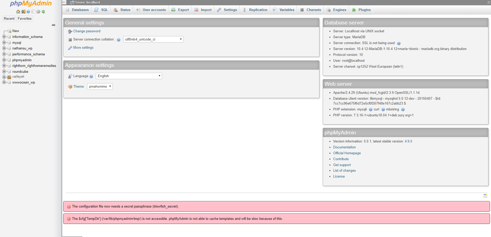 phpMyadmin blowfish_secret and TempDir Error · Issue #754 · hestiacp ...