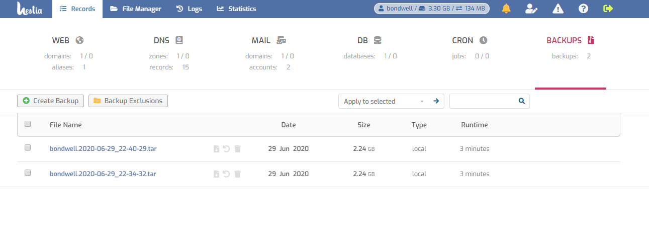 Backup is ignoring package limit · Issue #885 · hestiacp/hestiacp · GitHub