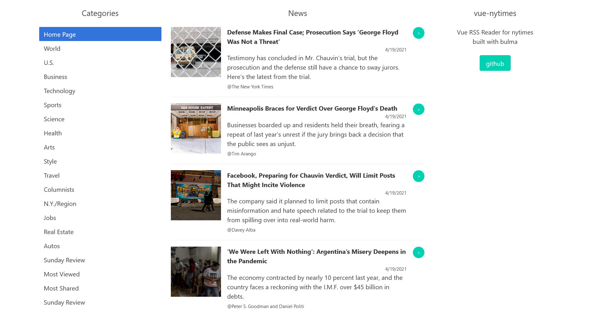 GitHub - coluck/vue-nytimes: Vue RSS Reader for nytimes