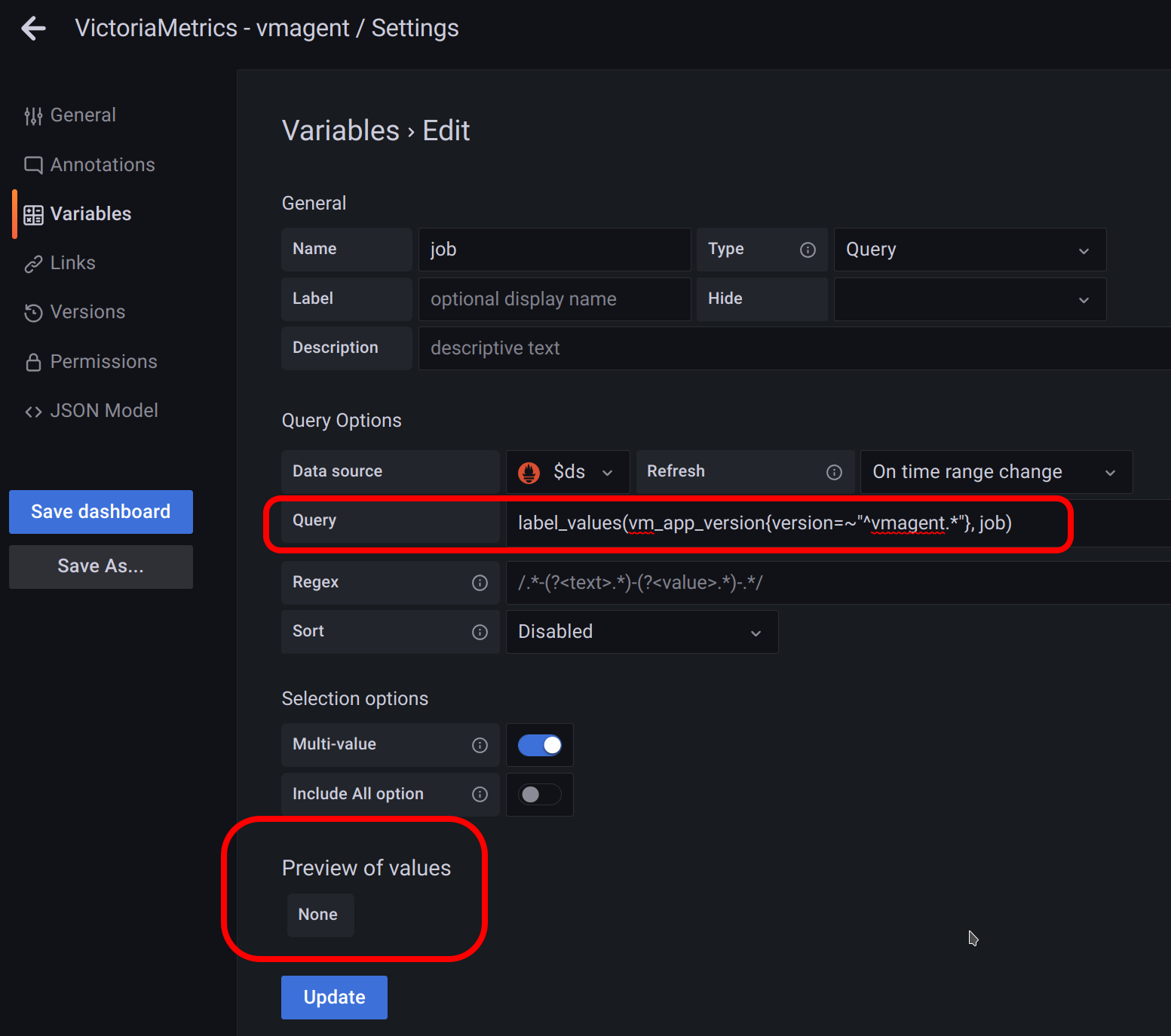 Grafana vmalert and vmagent dashboards appear to need a label_values update · Issue #1785 ...
