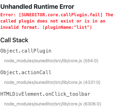 toolbar buttons throw error when using custom plugins · Issue #274 · mkhstar/suneditor-react ...