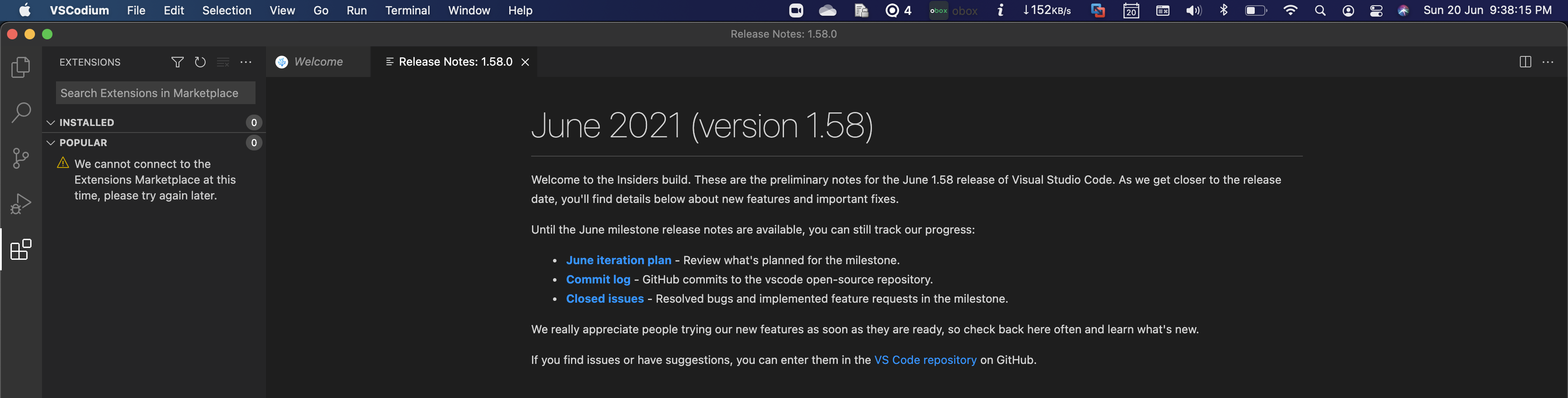[1.58] Extension marketplace not working · Issue #746 · VSCodium/vscodium · GitHub