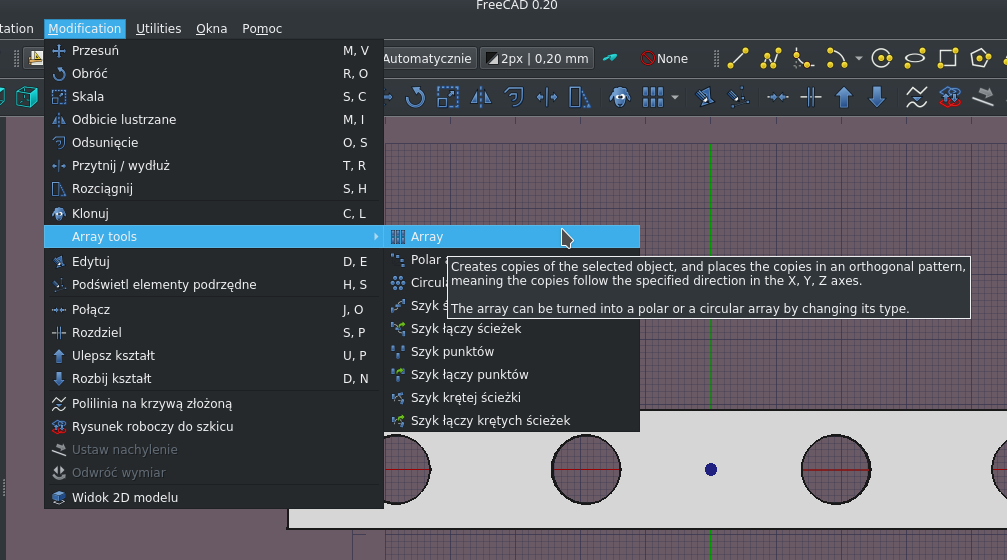 Draft → menu Modification / Array tools / Array (tool) · Issue #37 · FreeCAD/FreeCAD ...