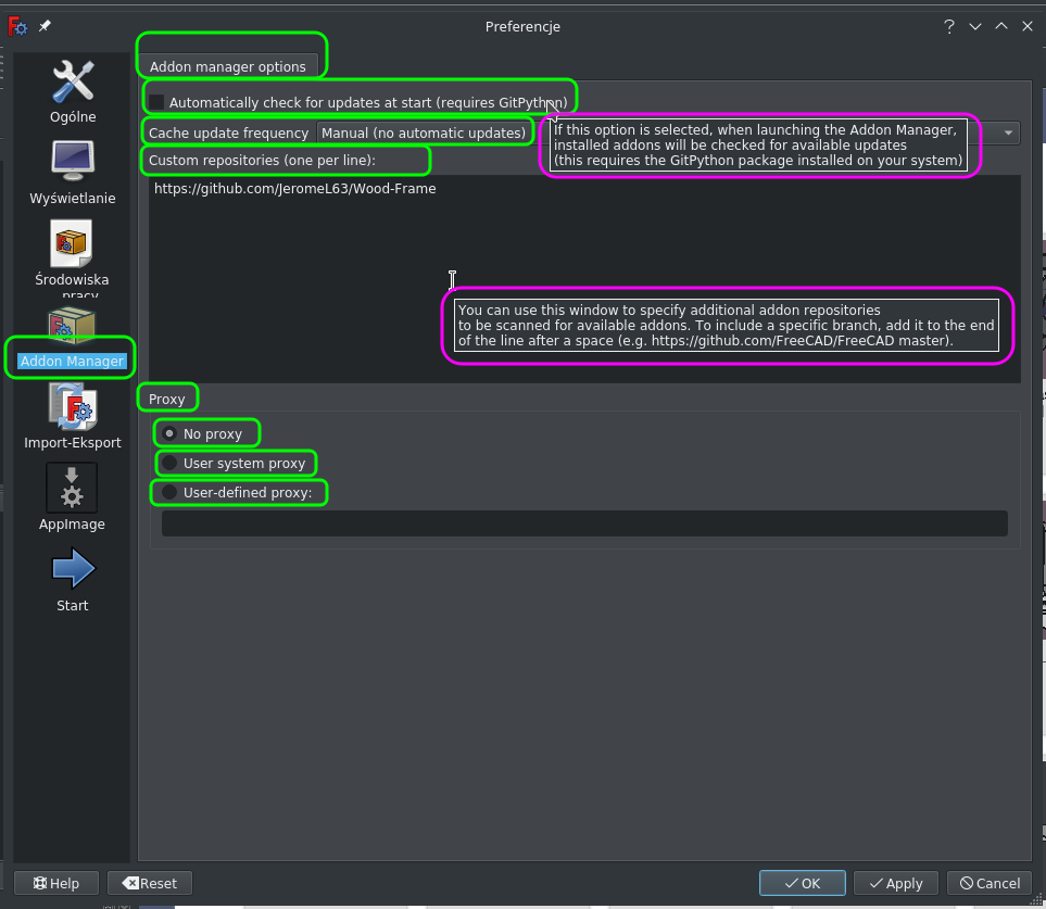 FreeCAD → Edit → Preferences → Addon Manager → Addon manager options · Issue #103 · FreeCAD ...