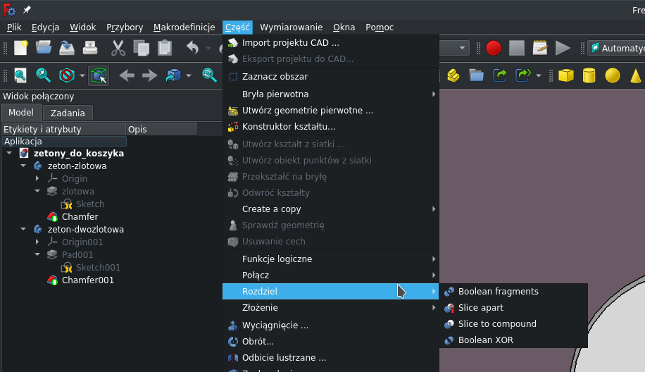 Part → menu Part / Split (menu tools) · Issue #66 · FreeCAD/FreeCAD-translations · GitHub