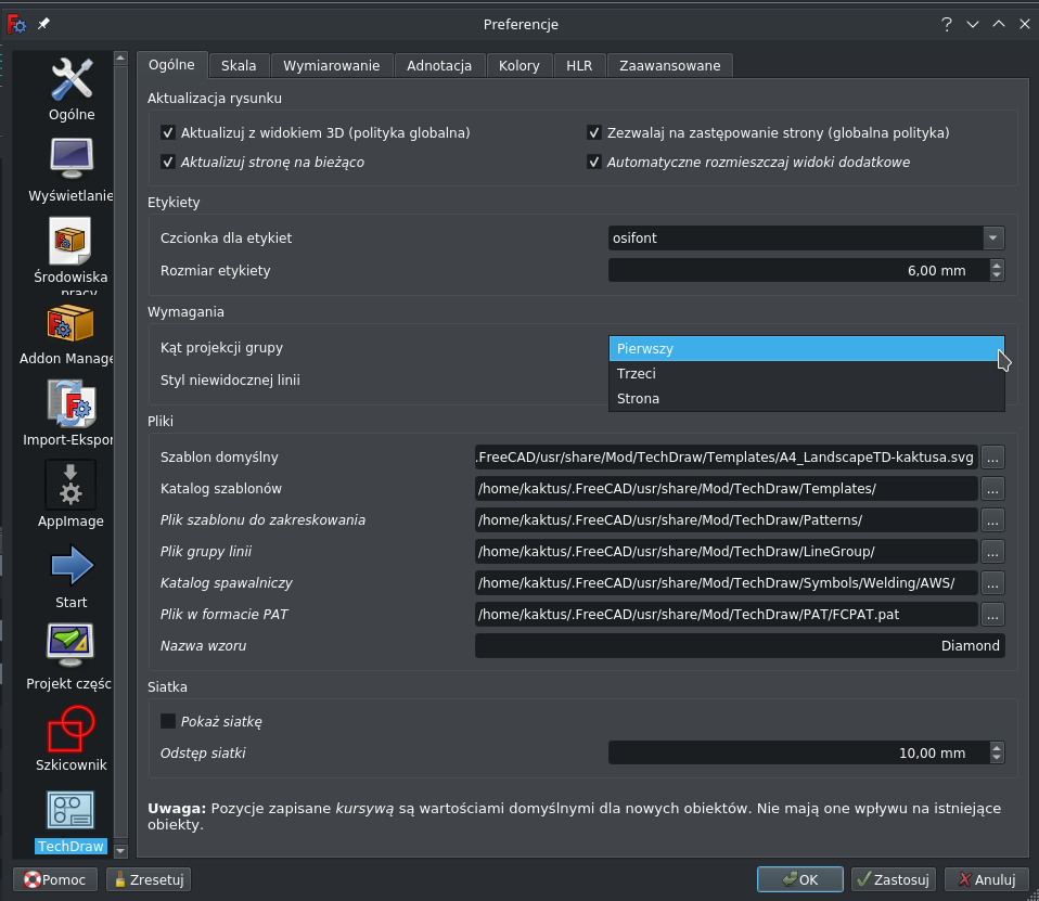 [Renaming] TechDraw → Preferences → General Tab → Projection Group Angle (ComboBox) · Issue #77 ...