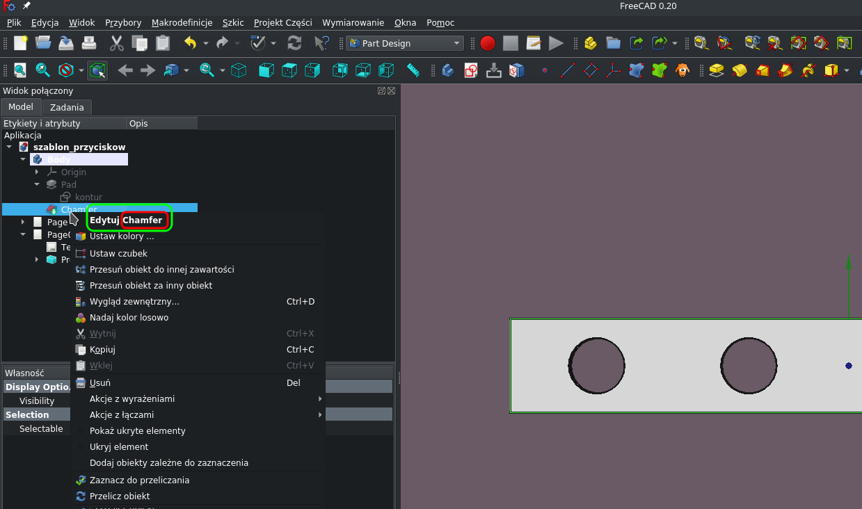 Part Design → tree view / popup menu → Edit Chamfer · Issue #166 ...