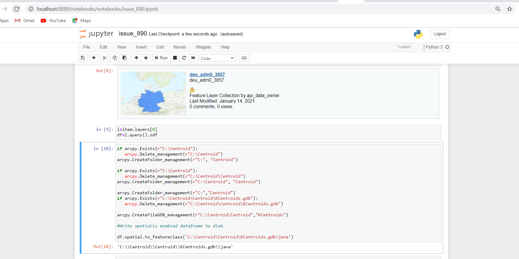 ArcPro 2.7 failing to execute sdf.spatial.to_featureclass() · Issue #890 · Esri/arcgis-python ...