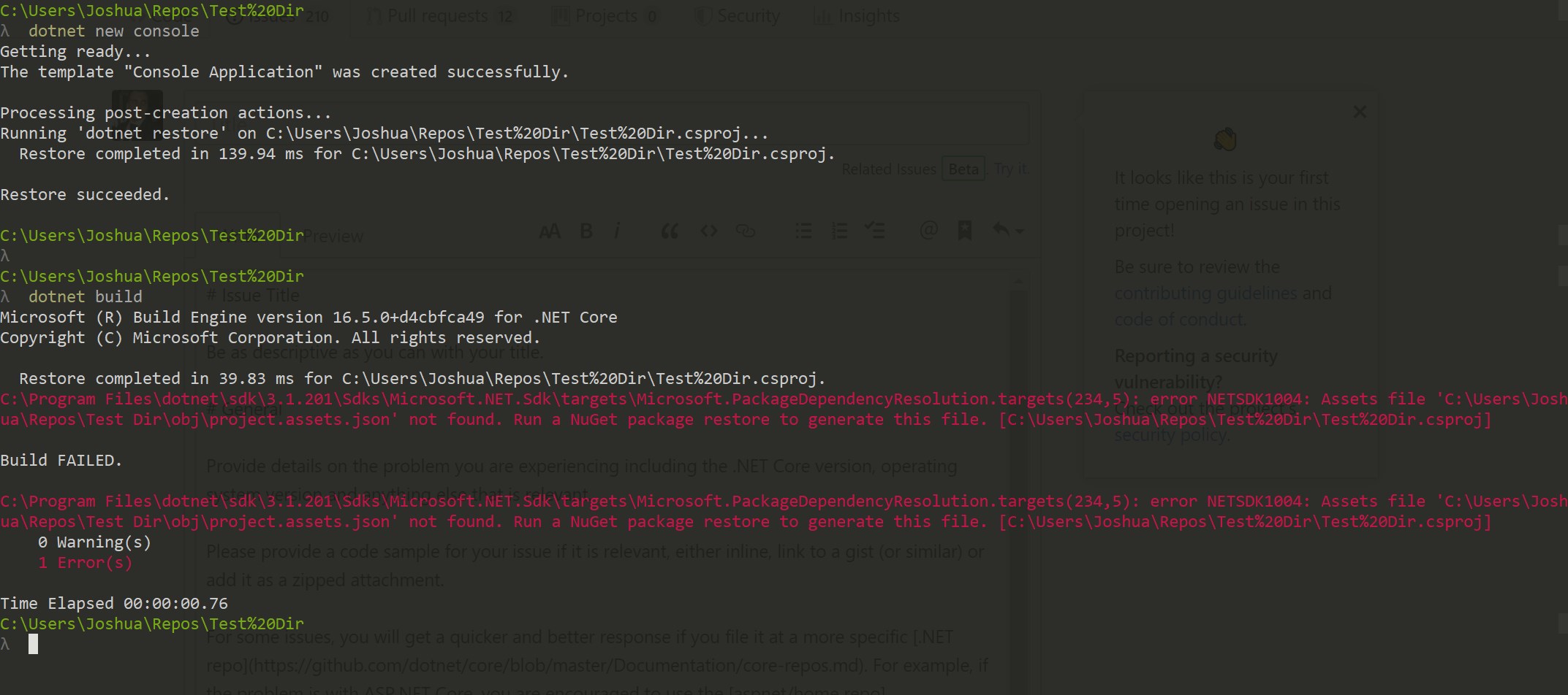 Unable to dotnet build when %20 in folder name · Issue #4468 · dotnet/core · GitHub