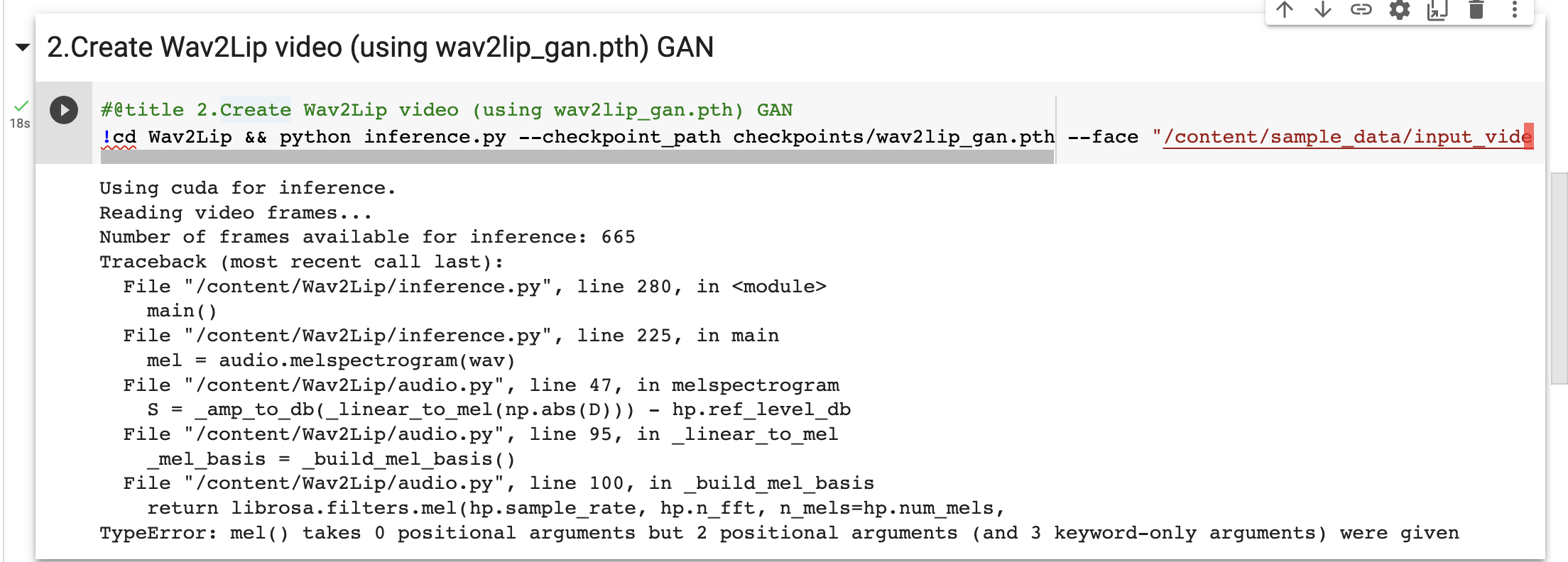 Getting librosa.filters.mel error in audio.py · Issue #465 · Rudrabha/Wav2Lip · GitHub