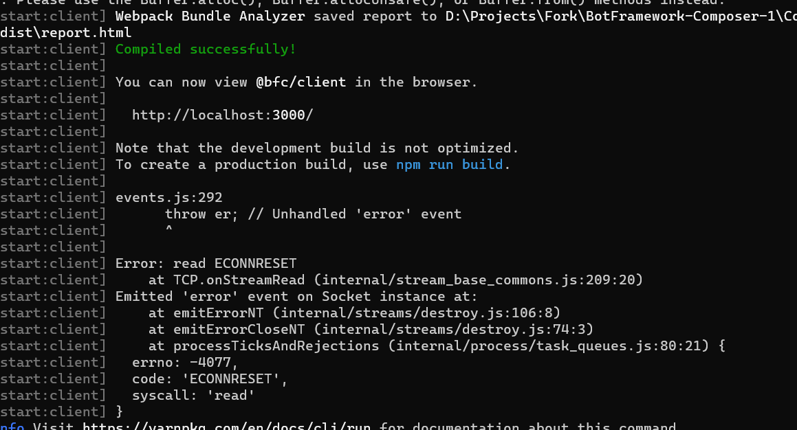 Yarn Start Dev Failed To Compile · Issue 6389 · Microsoft Botframework Composer · Github