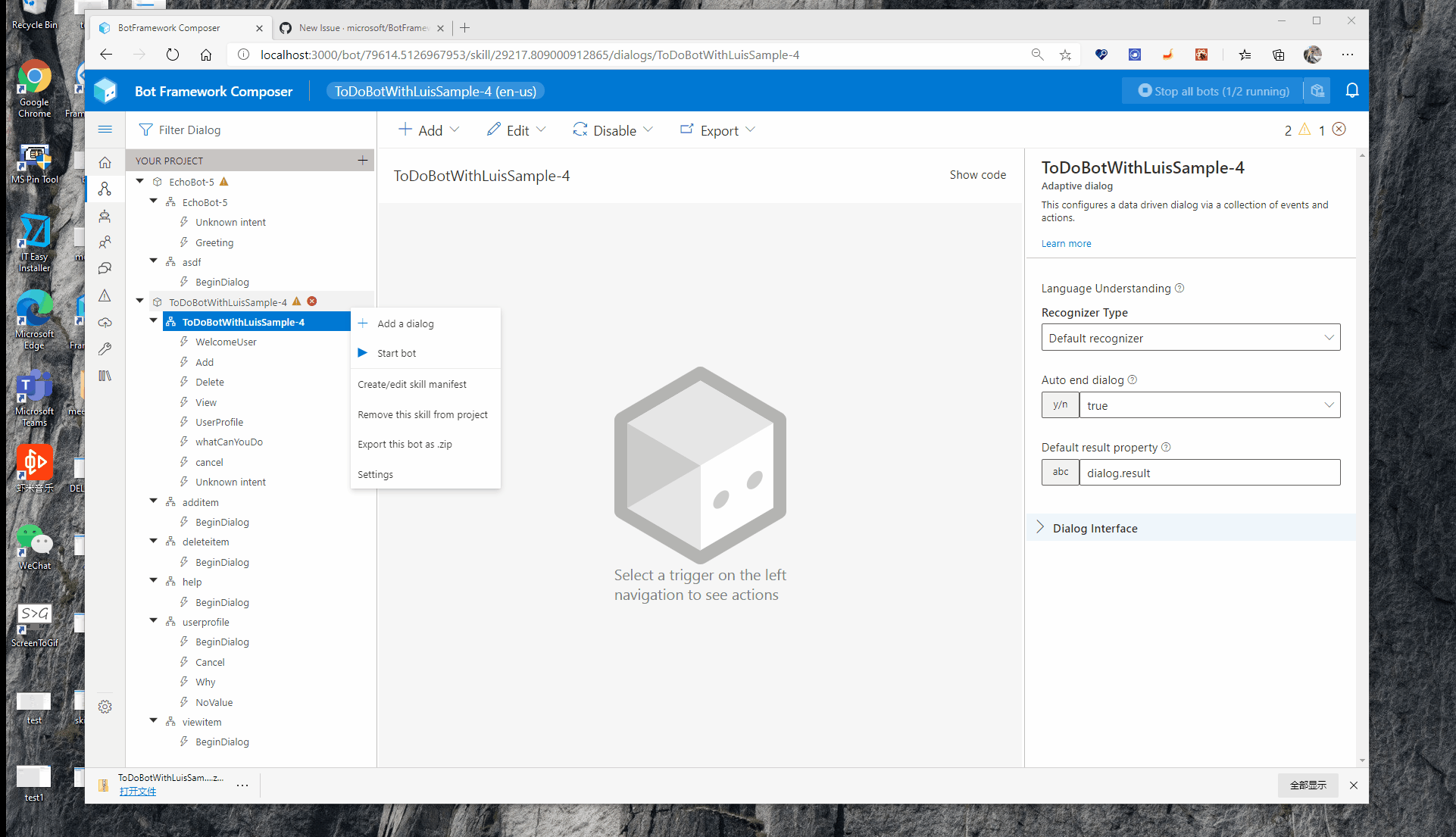 The Setting Link In Project Tree Context Menu Is Wrong · Issue 4920 · Microsoft Botframework
